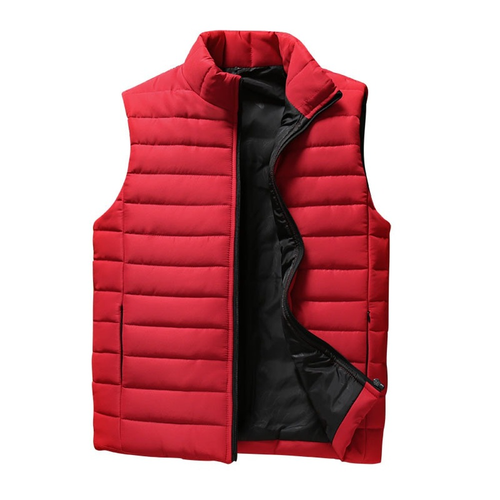 Men Padded Vest Jacket Quilted Waistcoat Warm Zipped Pocket Slim Red | eBay