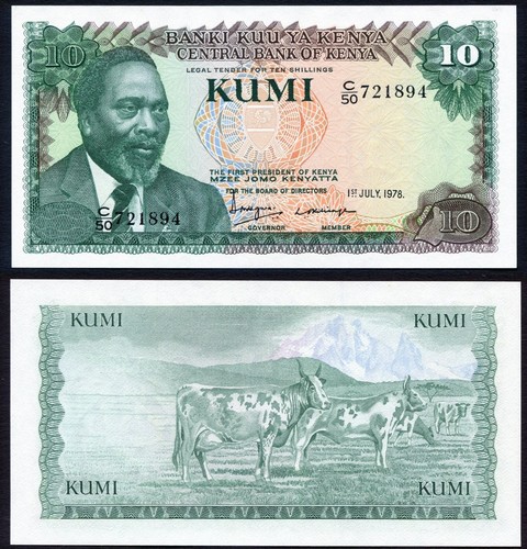 Kenya 10 shillings 1978.07.01. Jomo Kenyatta P16 UNC | eBay
