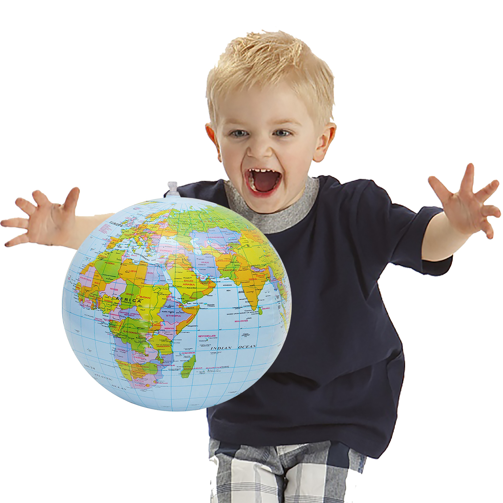 16 Inch Inflatable World Earth Globe Beach Ball Blow Up Map Ball Pool ...