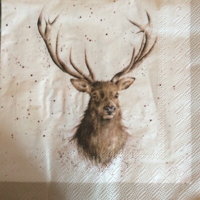 paper napkins for decoupage x 5 wrendale stag 33cm | eBay UK