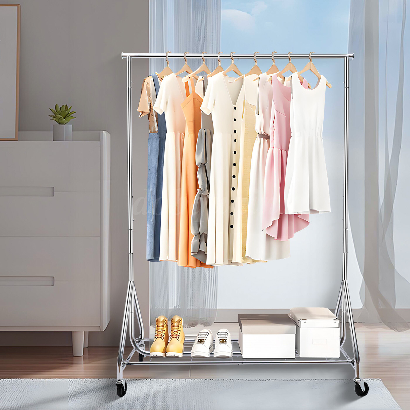 Heavy Duty Garment Rack Rolling Clothes Rack Collapsible Clothing Rack ...