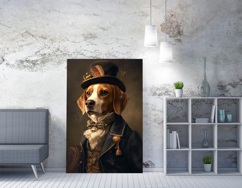 FUNNY FANCY BEAGLE DOG IN A SUIT ANTHROPOMORPHIC CANVAS WALL ART ...