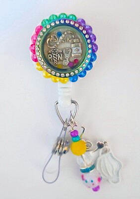 Neon Color Nurse Badge Reel ID Locket Badge Holder Floating | eBay