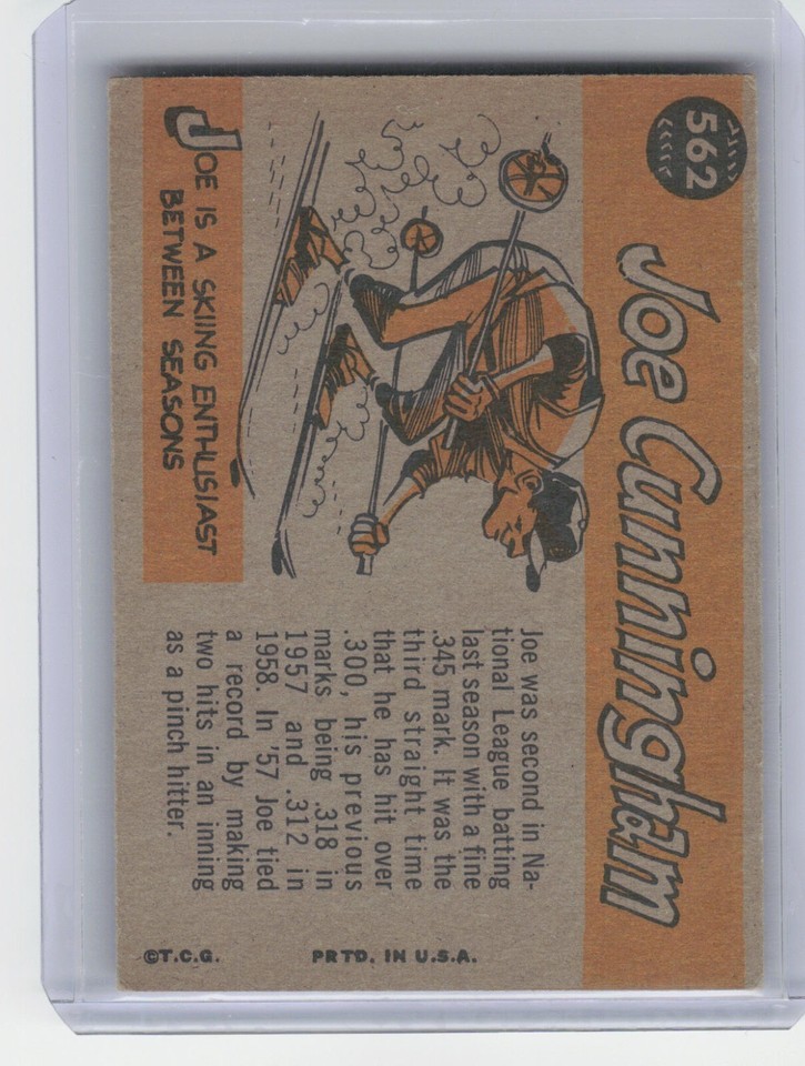 1960 Topps Baseball Joe Cunningham #562 Set Break EX | eBay