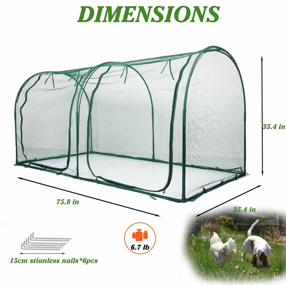 Portable Chicken Run Hen Coop,Walk-in Poultry House,Outdoor Gardening ...