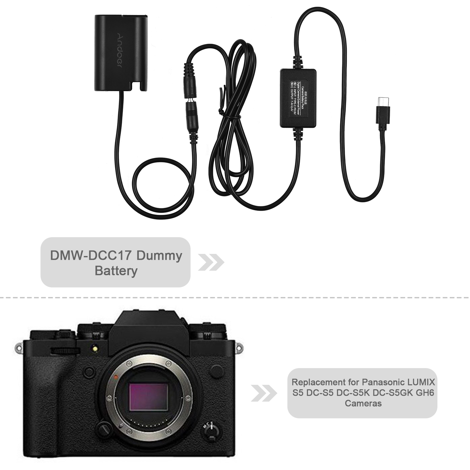 Andoer DMW-DCC17 Dummy with Type-C Cable DMW-BLK22 T5F8 | eBay
