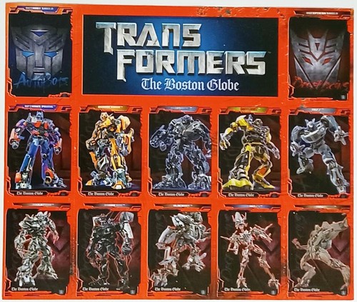 TRANSFORMERS MOVIE 2007 BOSTON GLOBE TRADING CARD PRINT, UNCUT CARDS | eBay