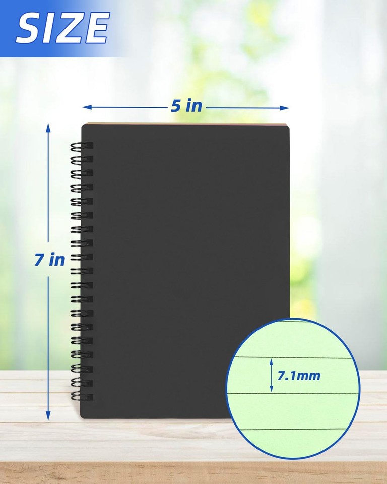 Colored Spiral Notebooks 5x7 - 6 Pack, College Ruled, Durable, Thick ...
