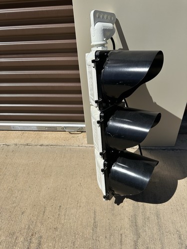 Vintage 3 Light Traffic Signal. 8 inch Lenses + Hoods. Incl Gooseneck ...