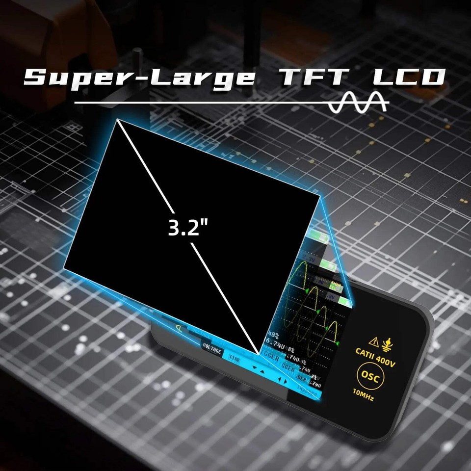 OT3 Digital Handheld Oscilloscope with 3.2-inch TFT LCD Display,10 MHz ...