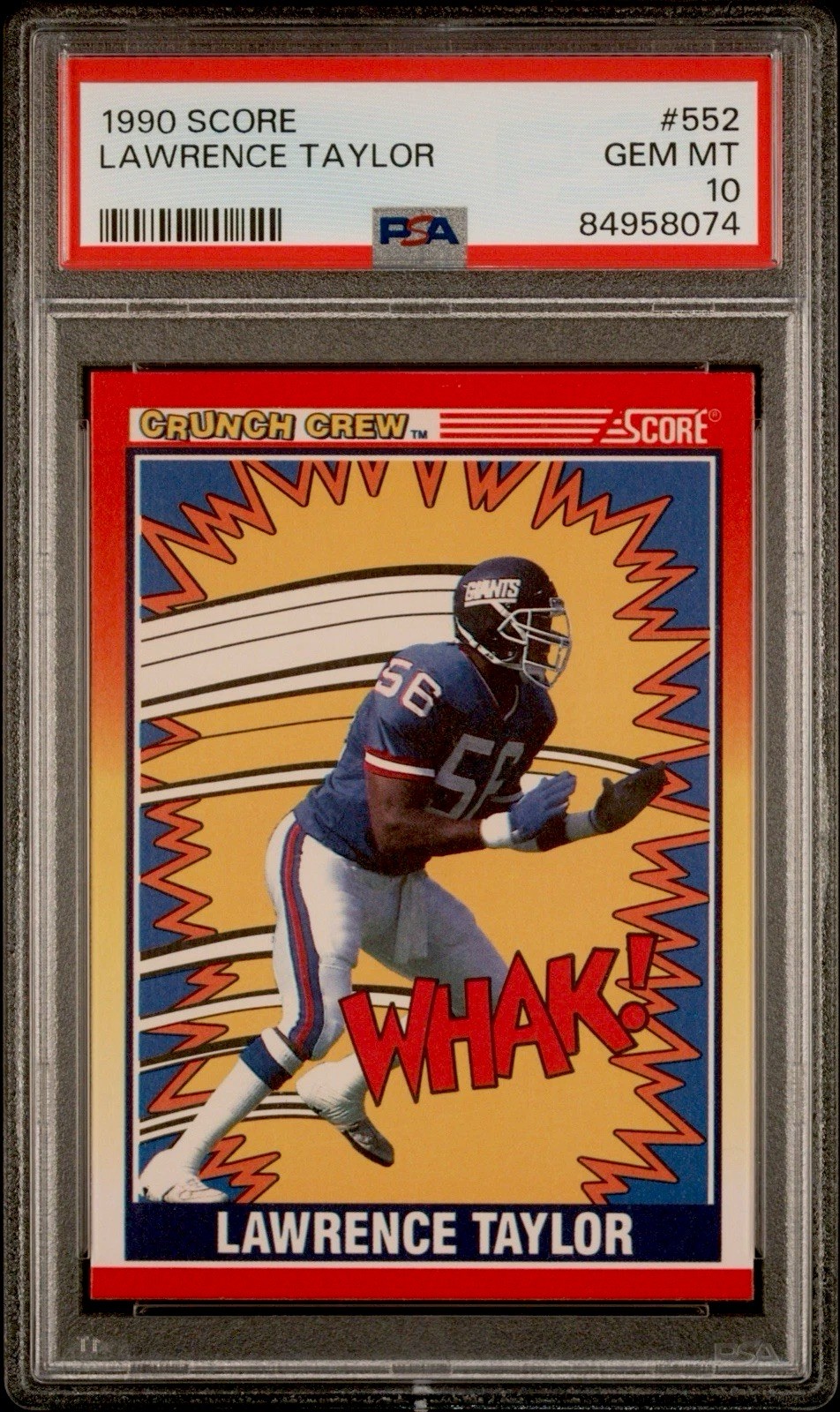 1990 SCORE #552 LAWRENCE TAYLOR CRUNCH CREW WHAK! GIANTS HOF PSA 10 | eBay
