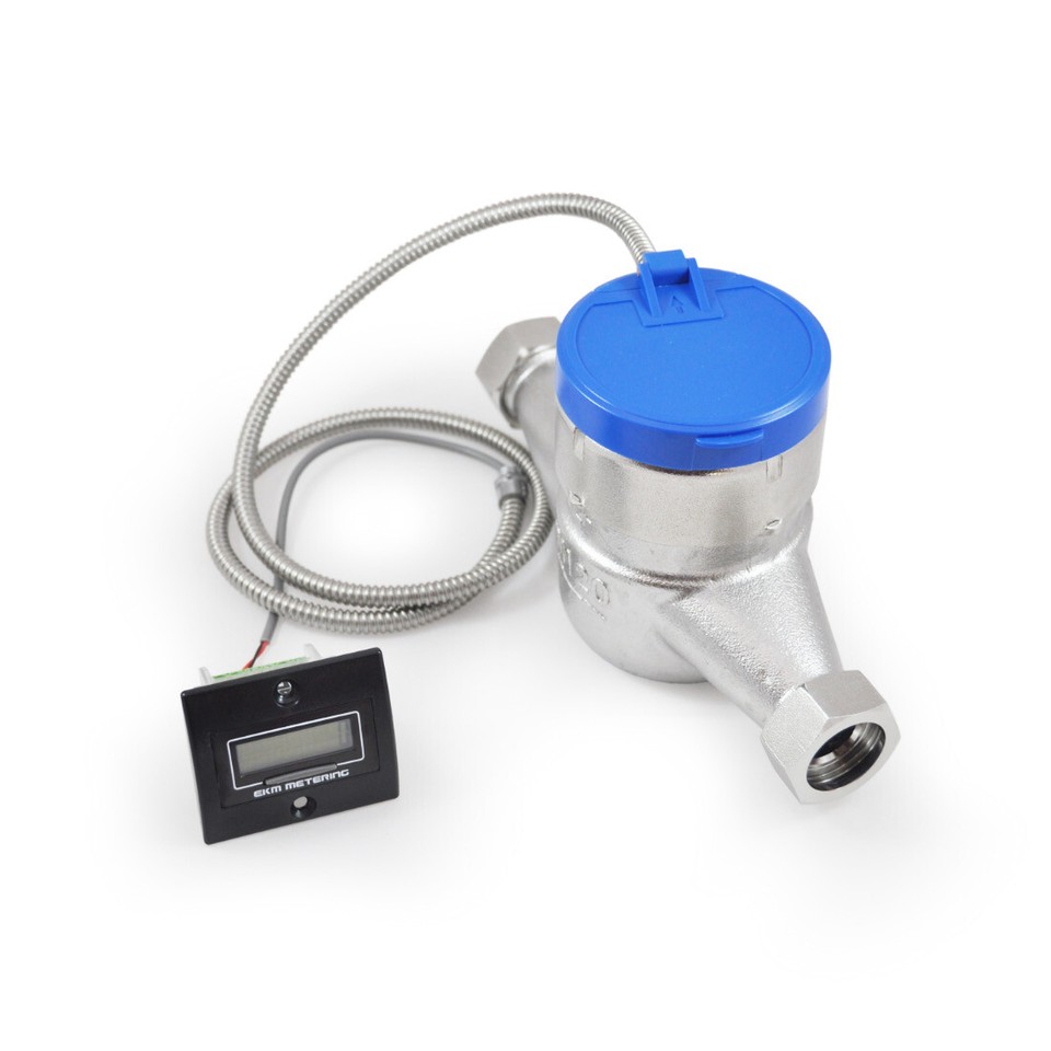 3/4" Water Meter Pulse Output Industrial Remote Reading Heavy Duty Flow ...