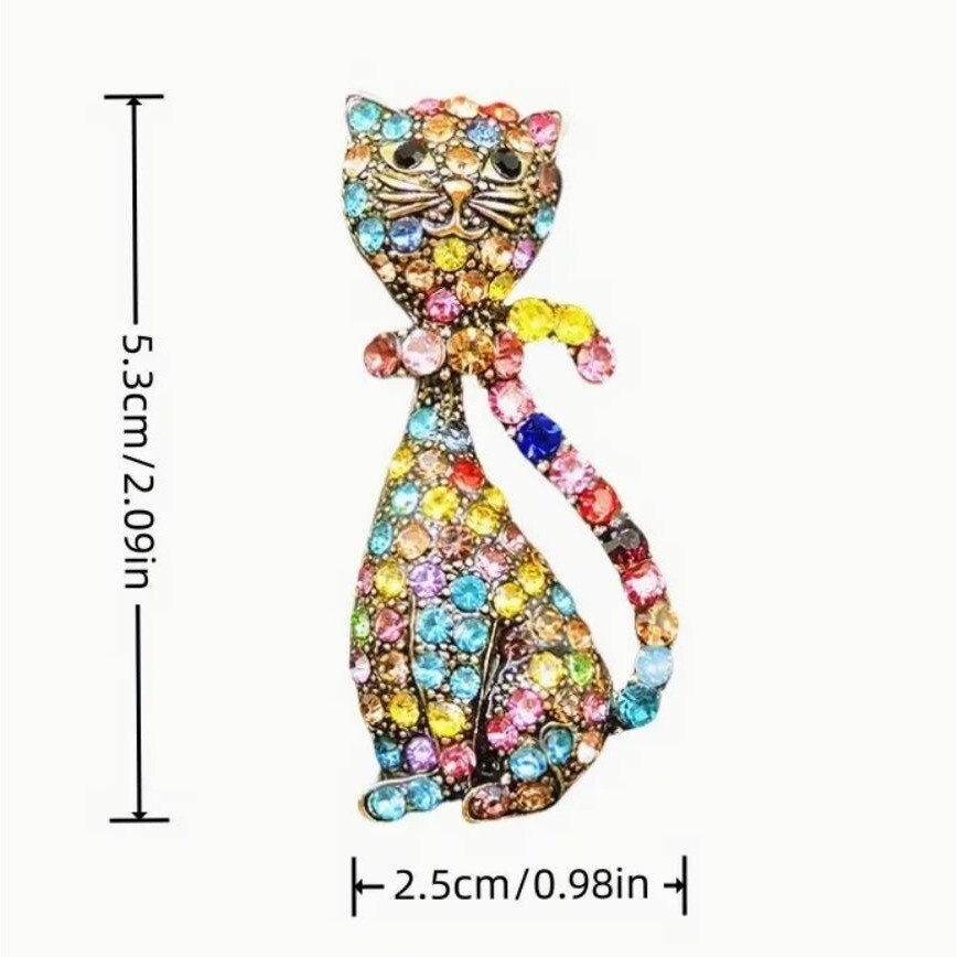 Betsey Johnson Multicolor Rhinestone Cat Brooch Pin | eBay