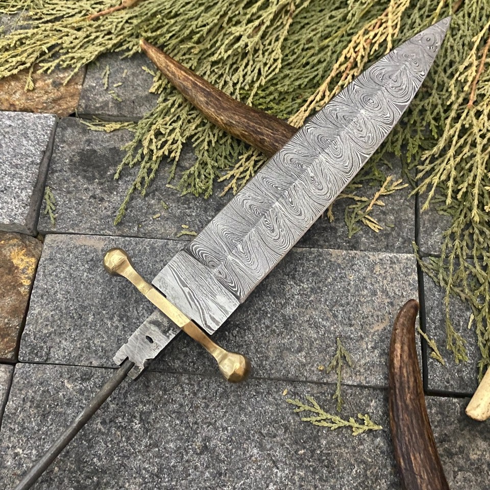 SHARD™ CUSTOM HAND FORGED Damascus Steel Hunting DAGGER Blank Blade ...