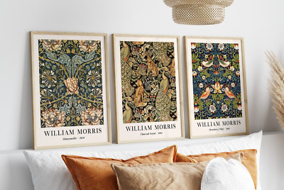 Set of 3 William Morris Nature Inspired Prints, Botanical Pattern Wall ...