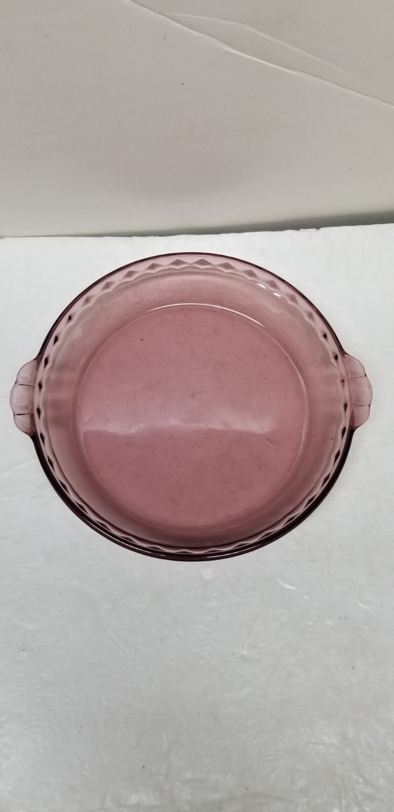 PYREX CRANBERRY GLASS 10" CRIMPED EDGE DEEP PIE PLATE PAN OVEN DISH ...