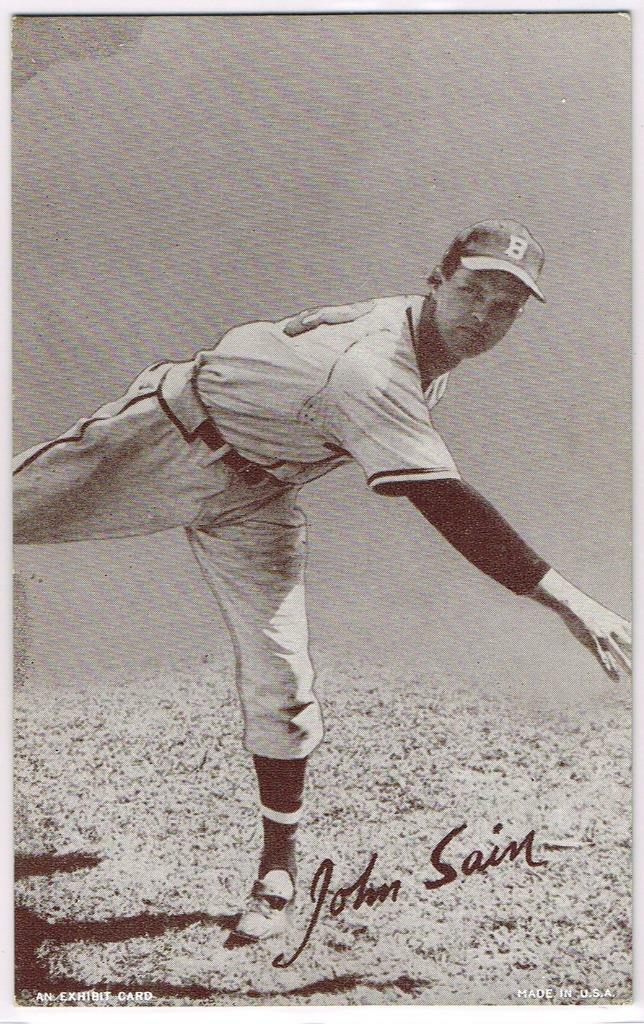 1947-66 Exhibit Card (W461) of Johnny Sain, Boston Braves, EX-EX/MT | eBay