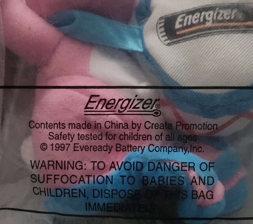 Energizer Bunny Vintage 7" Pink Bean Bag Toy Plush 1997 Drum SEALED | eBay