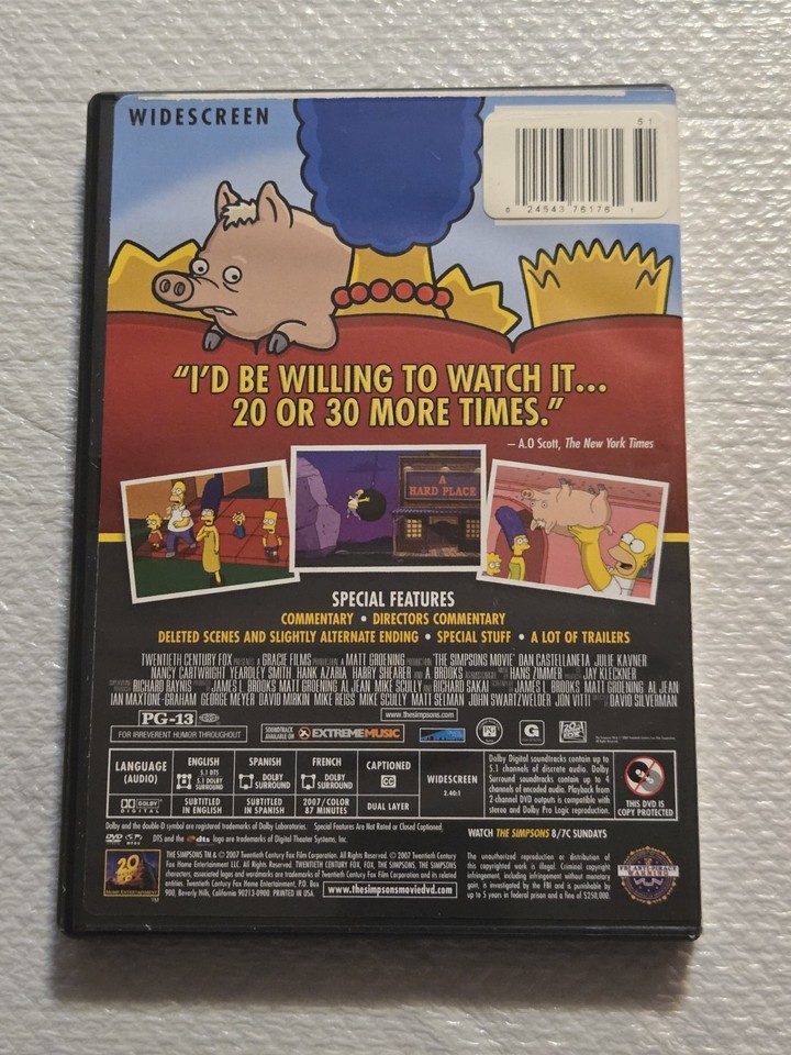 The Simpsons Movie (DVD, 2007, Widescreen) Matt Groening | eBay