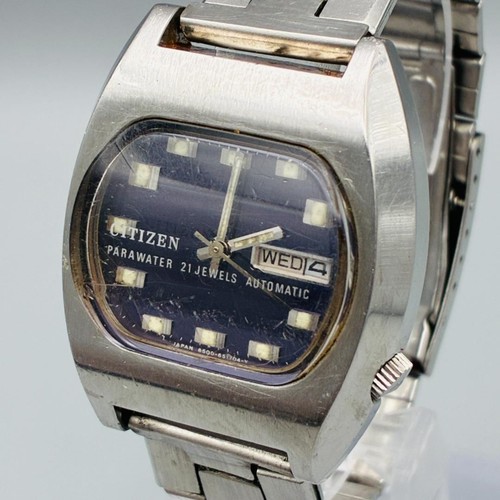 Citizen Vintage Automatic Square Watch Purple Dial Mens wrist 15cm ...