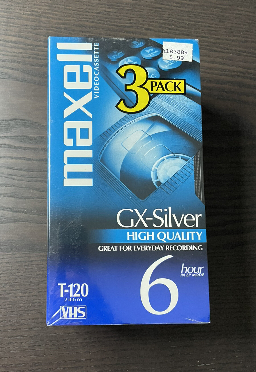3-Pack Maxell GX-Silver T-120 High Quality 6-Hour VHS Videocassette New ...