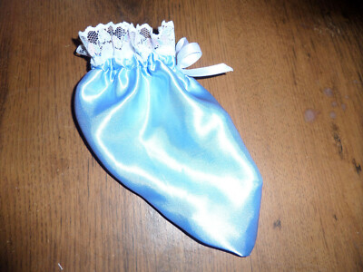SISSY MODESTY CHASTITY POUCH baby BLUE SATIN WHITE LACE TRIM BOW | eBay