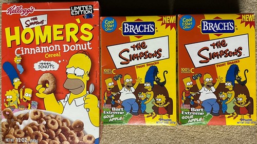 1 NEW box Simpson's Homer Cereal & 2 NEW boxes Brachs Simpsons Fruit ...