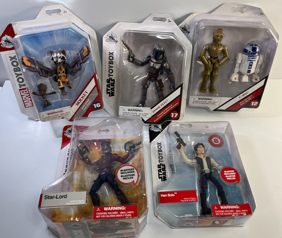 Disney Store TOY BOX Action Figures Hook R2D2 Wasp Venomized Hulk Goofy ...