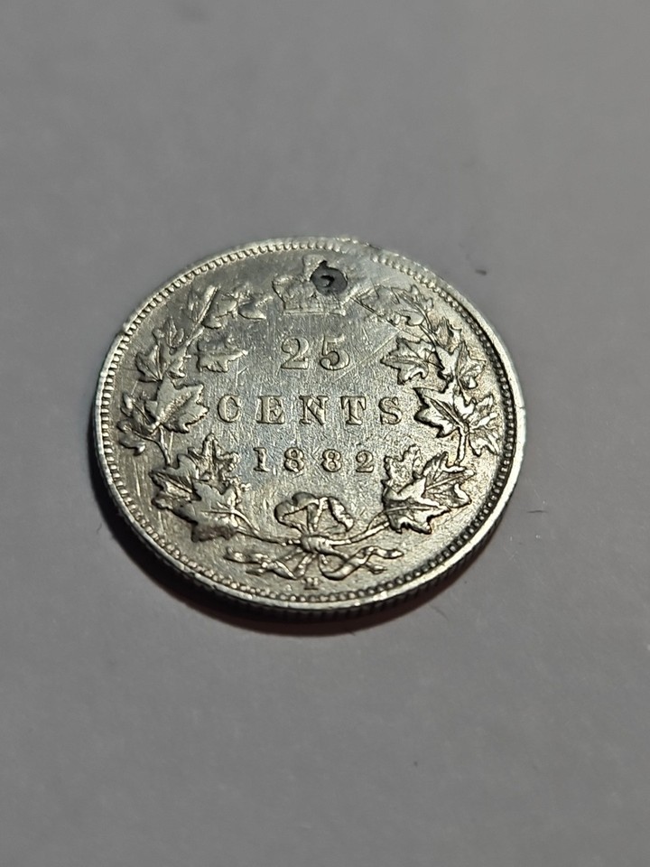 1882 H Canada 25c Sterling Silver Quarter Victorian Circulated Holed ...