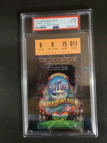 1994 SUPER BOWL XXVIII TICKET STUB COWBOYS BILLS MVP-EMMITT SMITH PSA 6 ...