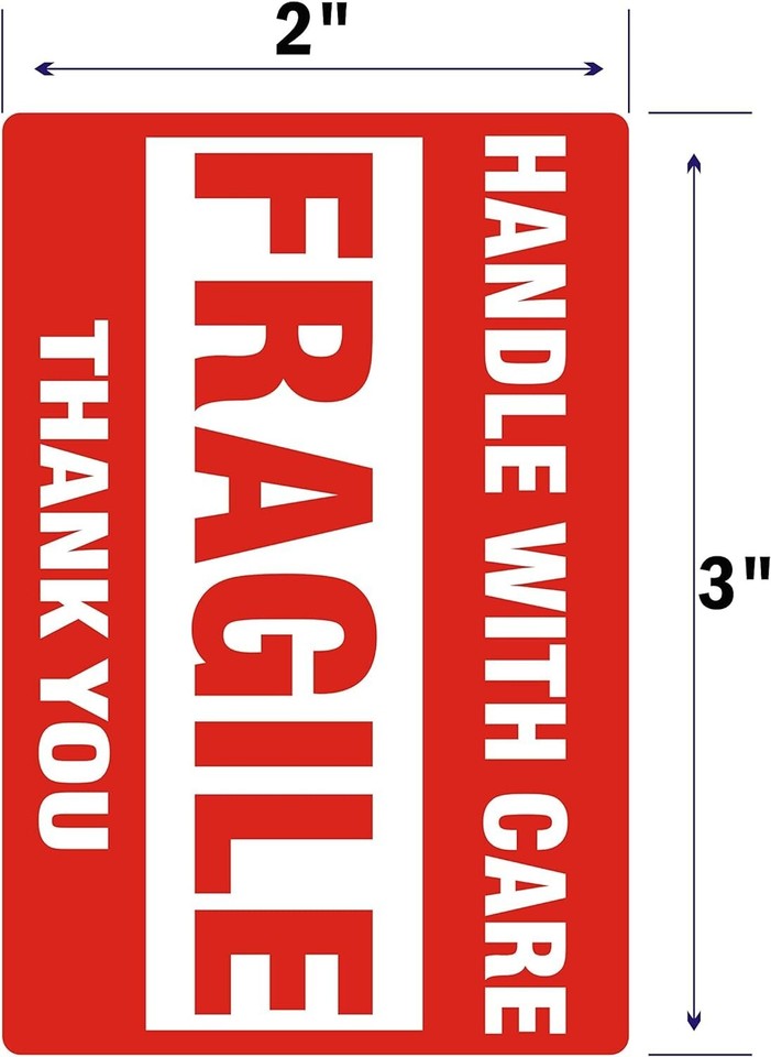 Fragile Stickers 1 Roll 500 2x3 Fragile Label Sticker Handle With Care ...