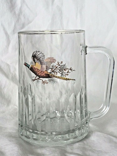 TUDOR DEMA Glass TANKARD MUG STEIN CUP w Pheasant B507 made in England ...