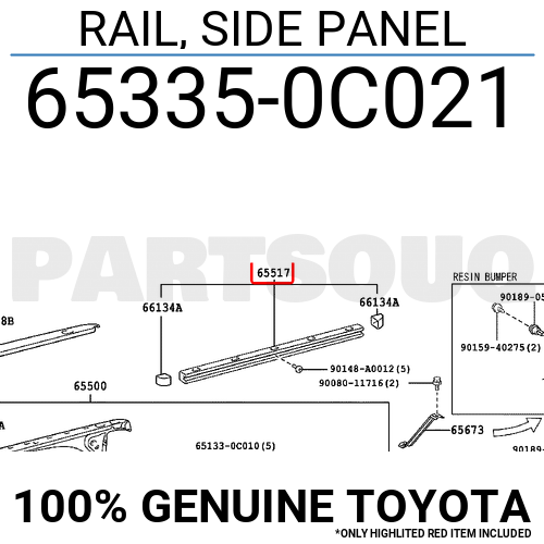 653350C021 Genuine Toyota RAIL, SIDE PANEL 65335-0C021 | eBay
