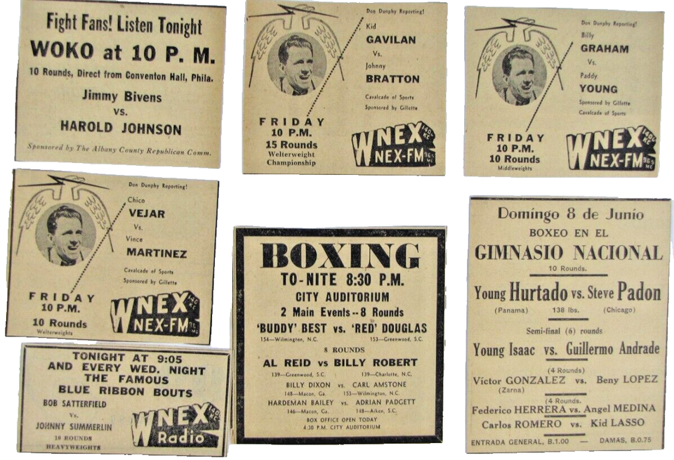 Vintage 1922-53 Various Boxing Boxer Match Newspaper Print Ads | eBay