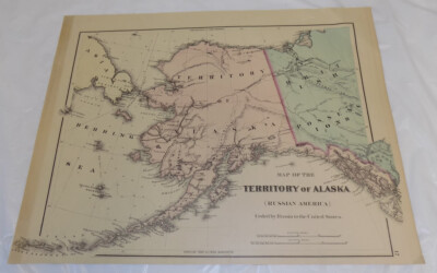 Late 1860s Antique COLOR Map///TERRITORY OF ALASKA | eBay