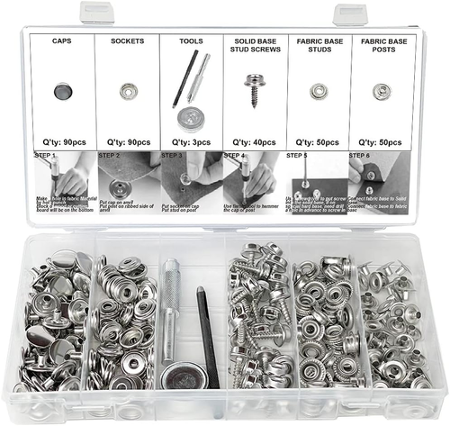 32680-323Pc Marine Grade Canvas Snap Fastener Repair Kit with Hole ...