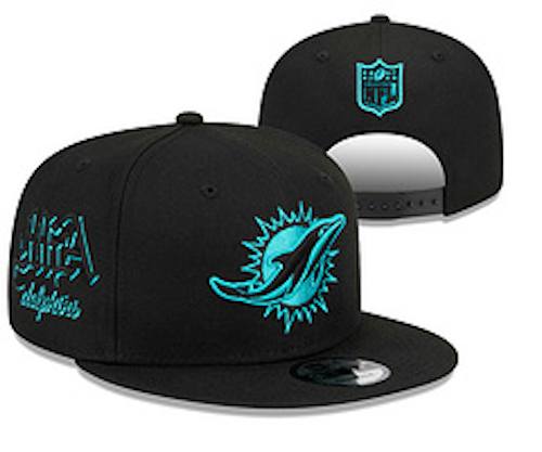 MIAMI DOLPHINS New Era 9FIFTY Black Side Script Snapback Adjustable Hat ...