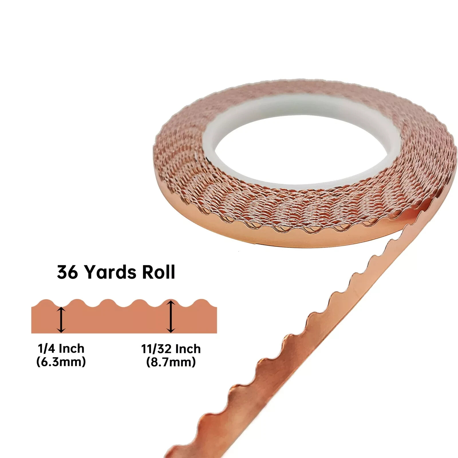 Black Backed 1/4 Inch Scalloped Copper Foil Tape for Stained Glass DIY ...
