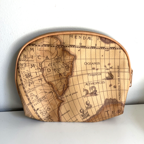 World Map Design Storage Vinyl Pouch Zipper Top Travel Makeup Bag Case ...