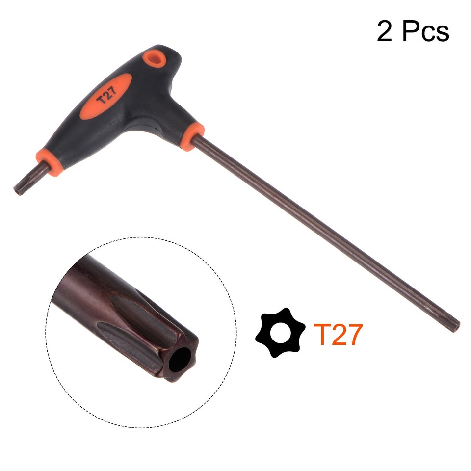 2pack T27 Anti Tamper Proof Torx Key T-Handle Dual End Wrench S2 Steel ...