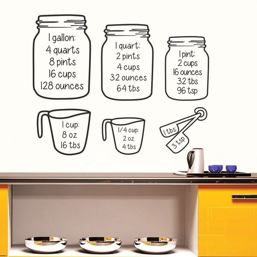 -Measuring Cup Art Decal Vinyl Wall Stickers Kitchen Restaurant Decor ...