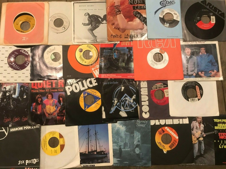 Lot 1970-80 Rock Pop Mix 16 vinyl VG Records 7" Single 45 rpm Jukebox w ...