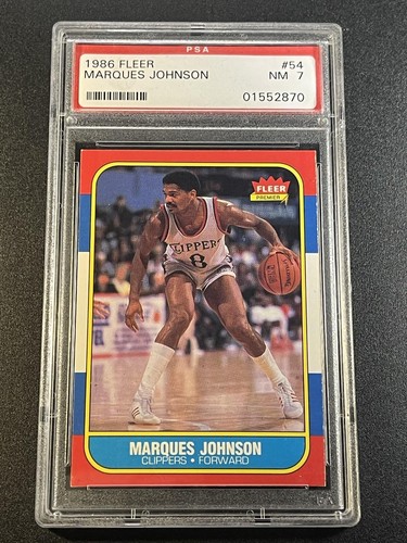 MARQUES JOHNSON 1986 86-87 FLEER #54 CARD PSA 7 NBA LA CLIPPERS (SET ...