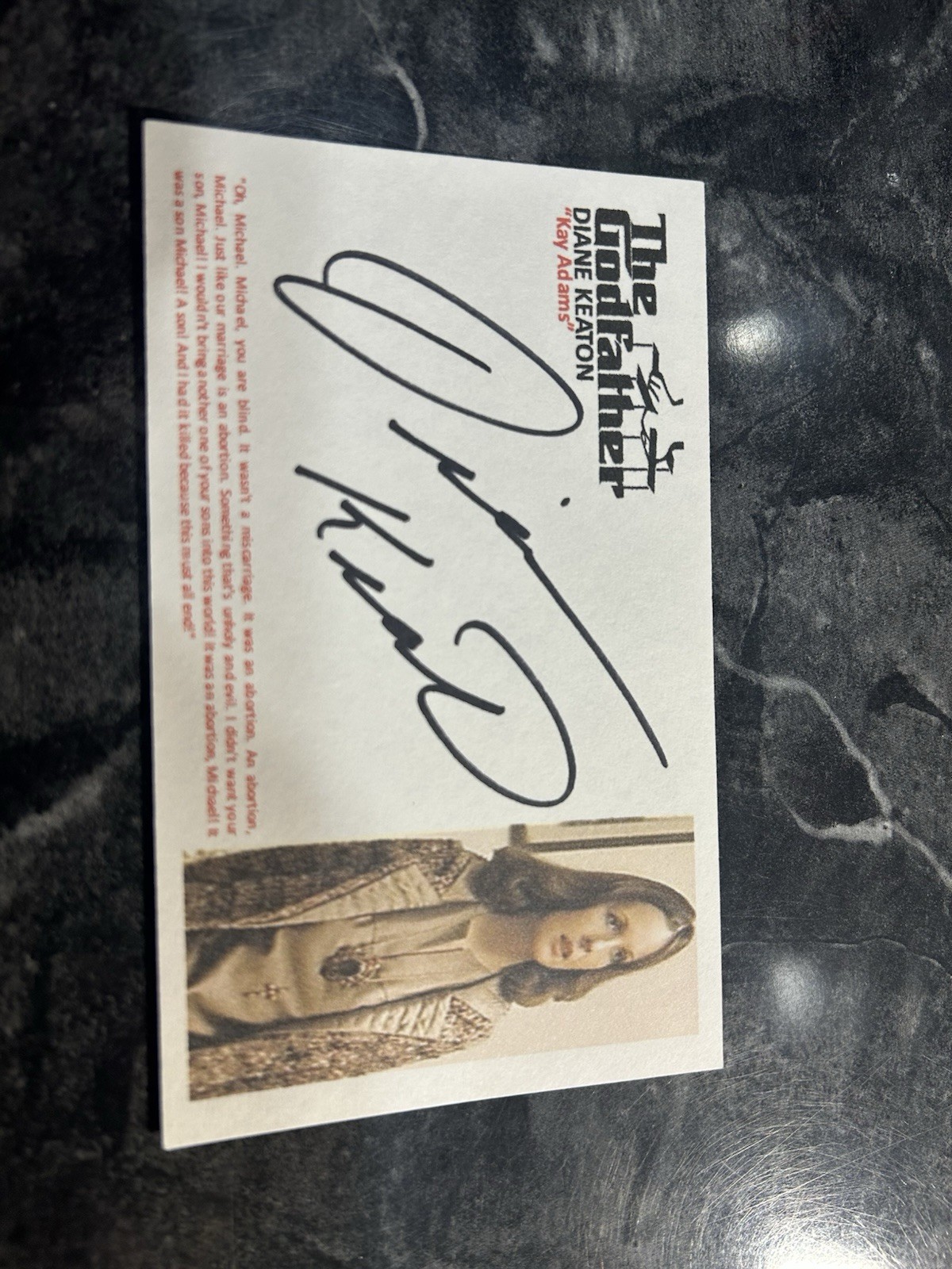 Diane Keaton Autographed 3x5 Index Card - Kay Adams The Godfather | eBay