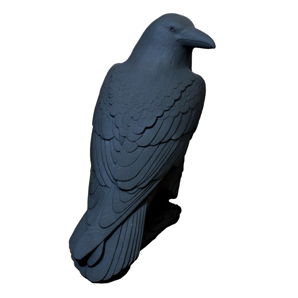 Cast Stone Cement Large Raven Crow Bird Concrete Outdoor Garden Statue ...