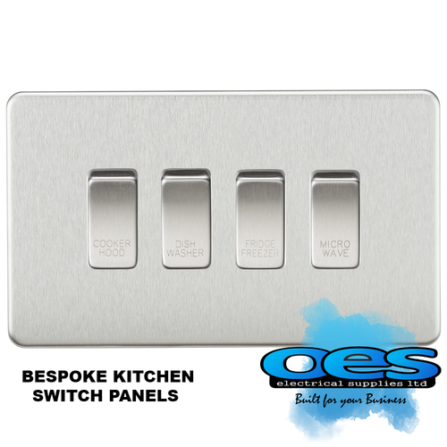 BESPOKE 4 GANG GRIDSWITCH KITCHEN SWITCH PANEL BRUSHED STEEL SCREWLESS ...