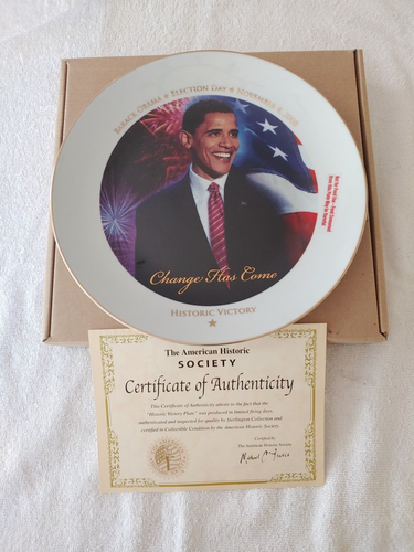 NIB Barack Obama Election Day First Ed Collector's Plate w/Cert of ...