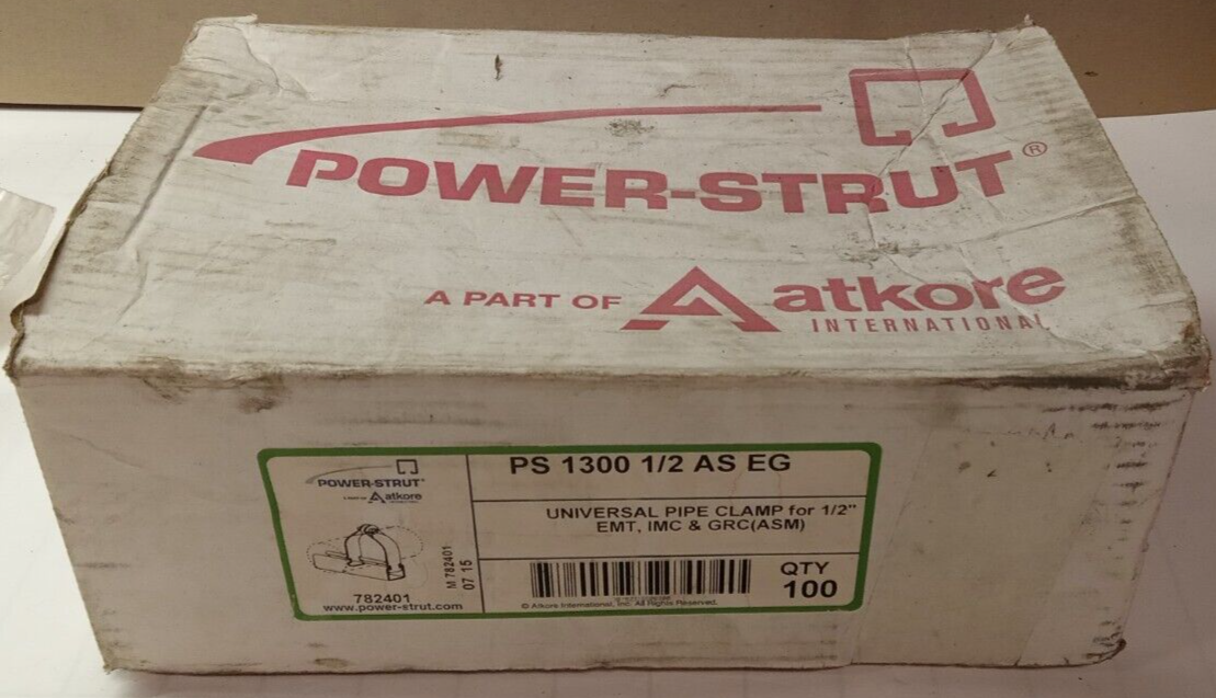 BOX OF 100) NEW POWER-STRUT UNIVERSAL PIPE CLAMP CONDUIT STRAP PS1300-1 ...