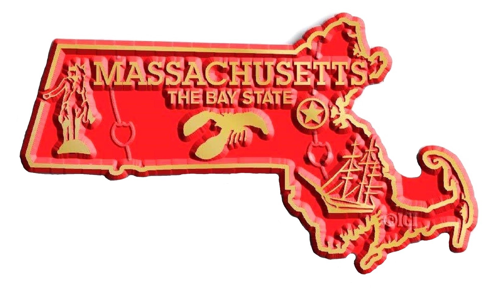 Massachusetts The Bay State Map Fridge Magnet | eBay