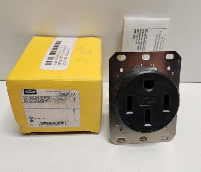 Hubbell 3 Pole 4 Wire Straight Blade Flush - Black (HBL9450A) for sale ...